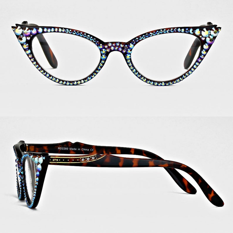 Cat Eye Reading Glasses Made With Swarovski Crystals Etsy