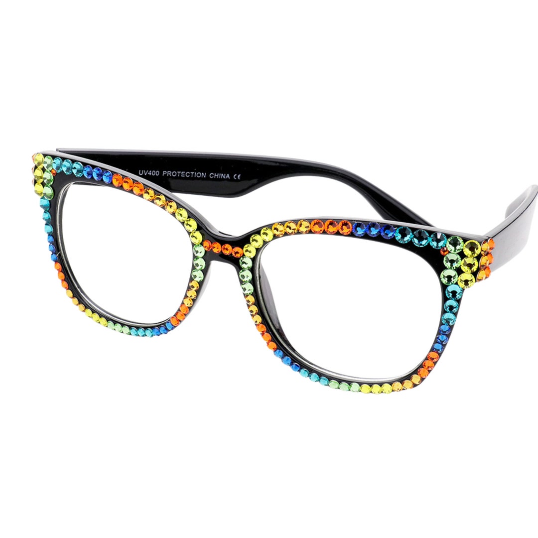 Sparkly Square Optical Eyeglasses, Bling Statement Frames, Crystal ...
