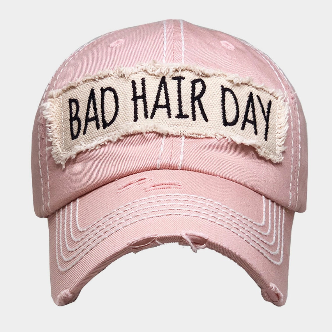 BAD HAIR DAY Distressed Denim Cap for Ladies, Messy Hair Hat for Women ...