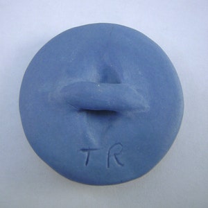 Crowing Rooster, Blue Jasperware Studio Button, Signed T. R Possibly ...