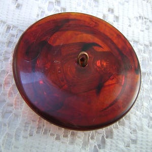 Large, Faux Tortoise Shell Button, Brass Buddha Escutcheon, Vintage ...