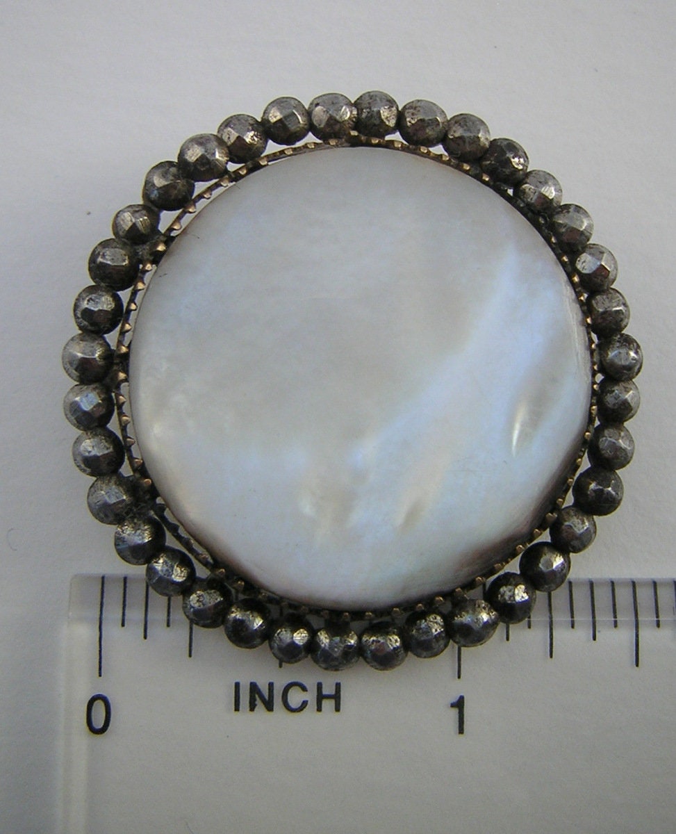 Antique Pearl Button Set in Brass With Cut Steel Riveted - Etsy