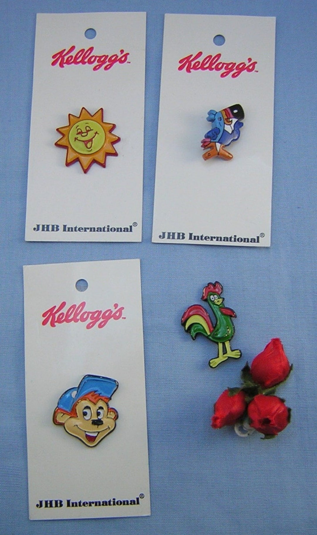 4 JHB Kellogg's Character Buttons, Realistic Aluminum & Wood Designs ...