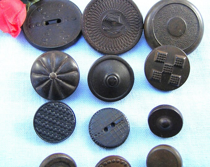 12 Goodyear Rubber Buttons, Civil War Fashion Buttons, 1851, Pin-shank ...