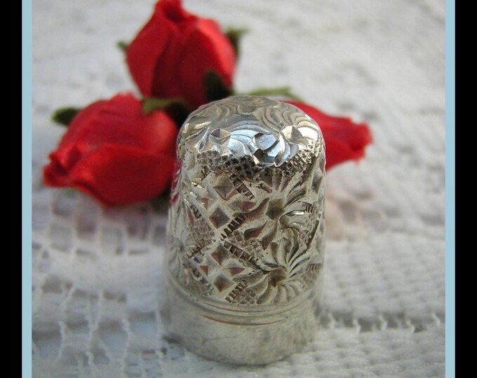 Antique, Sterling Silver Thimble, Chester Hallmark, Daisy & Diamond ...