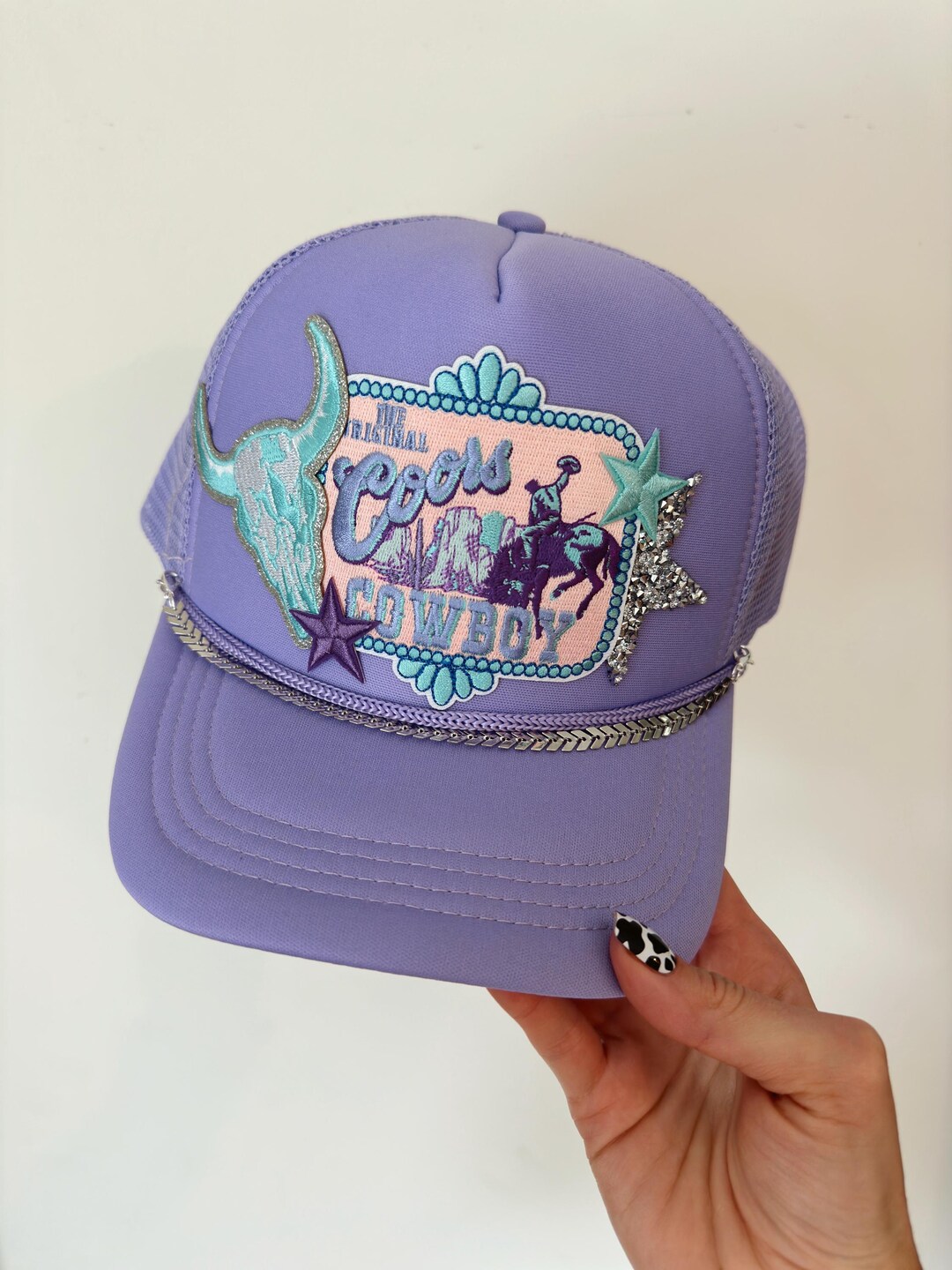 Lavender Western Trucker Hat, Coors Cowgirl, Turquoise and Silver ...