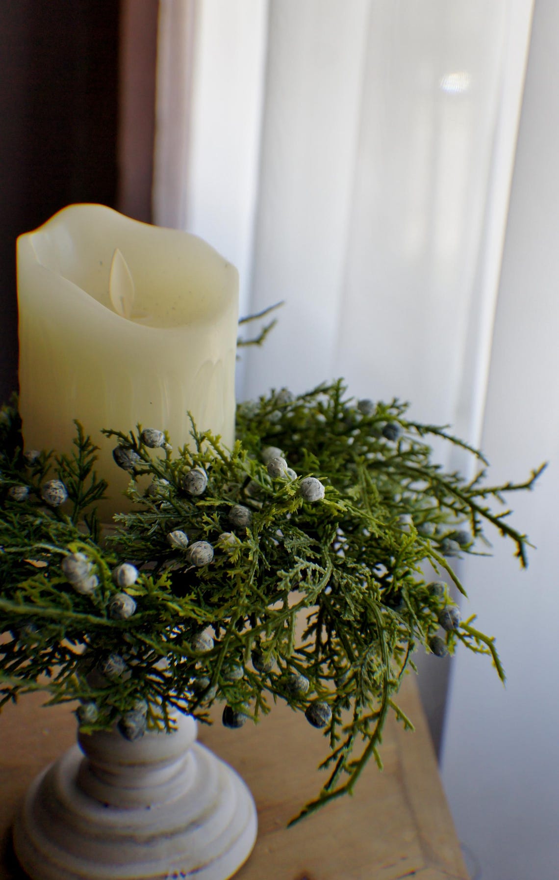 Greenery Farmhouse Candle Ring, Farmhouse Everyday Decoration, Juniper ...