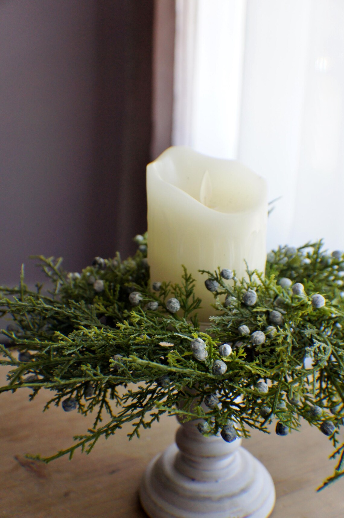 Greenery Farmhouse Candle Ring, Farmhouse Everyday Decoration, Juniper ...