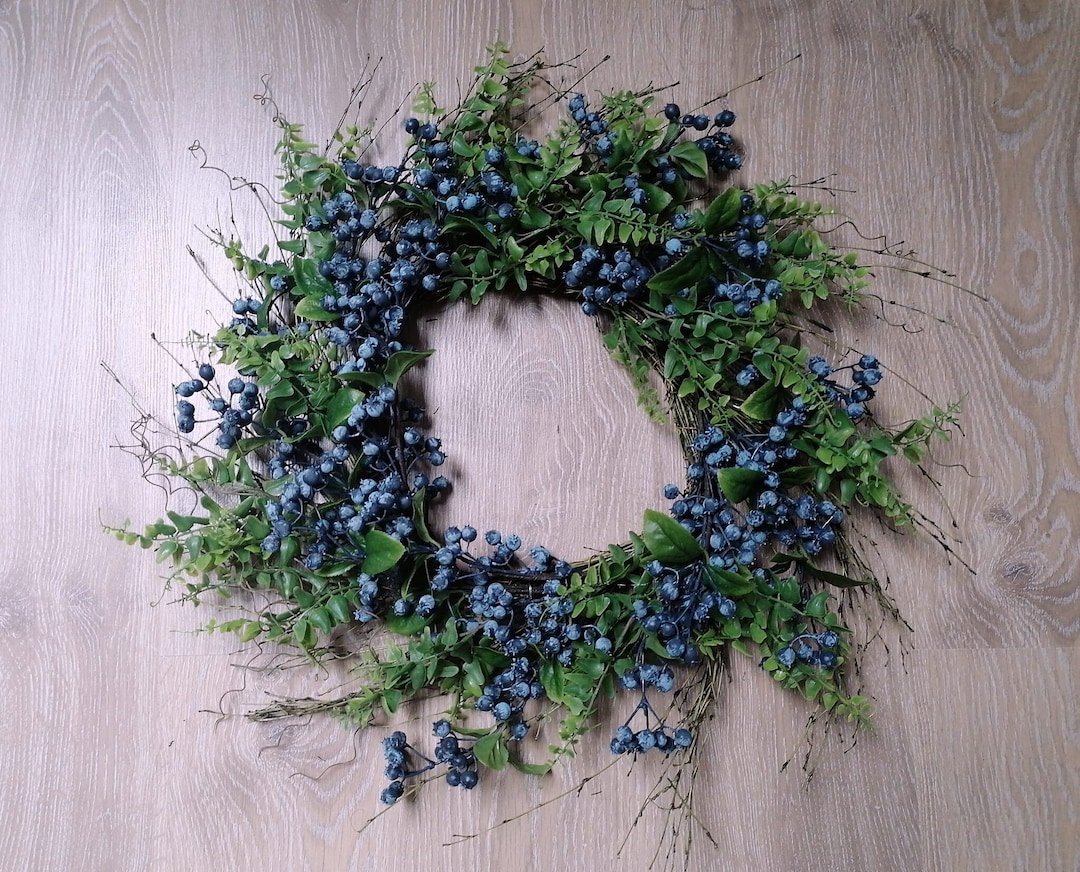 Blueberry Wreath, Large Wreath, Year Round Wreath, Spring Wreath Summer ...