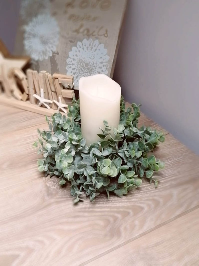 Greenery Farmhouse Candle Ring Farmhouse Everyday Decoration - Etsy