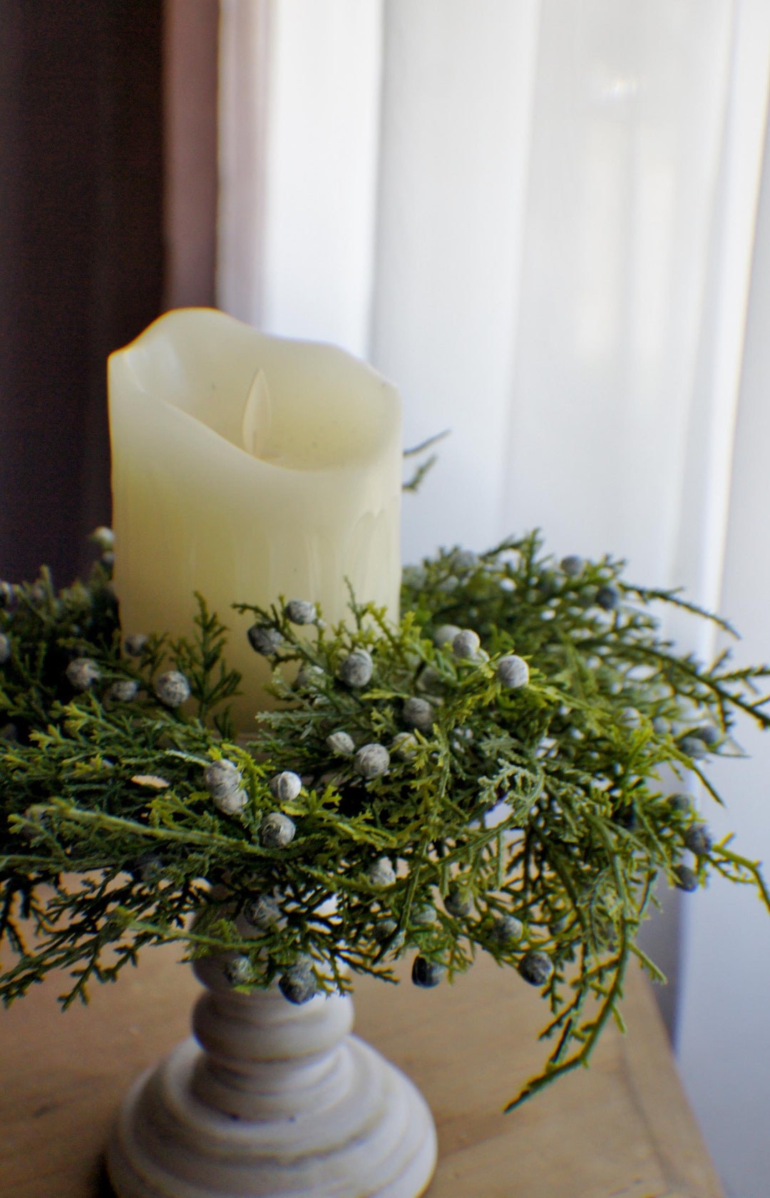 Greenery Farmhouse Candle Ring, Farmhouse Everyday Decoration, Juniper ...