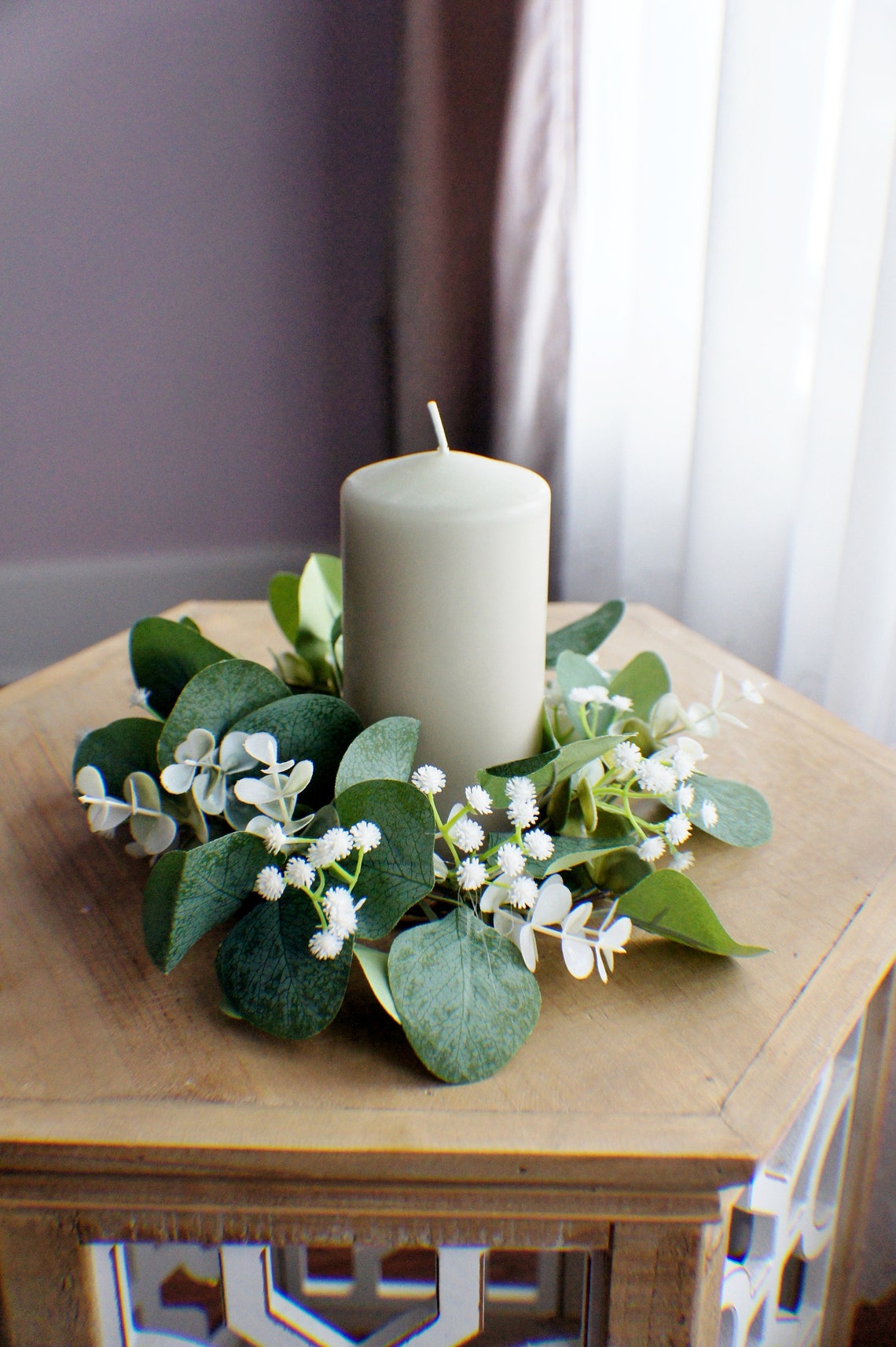 Eucalyptus Farmhouse Candle Ring, Farmhouse Everyday Decoration Small ...