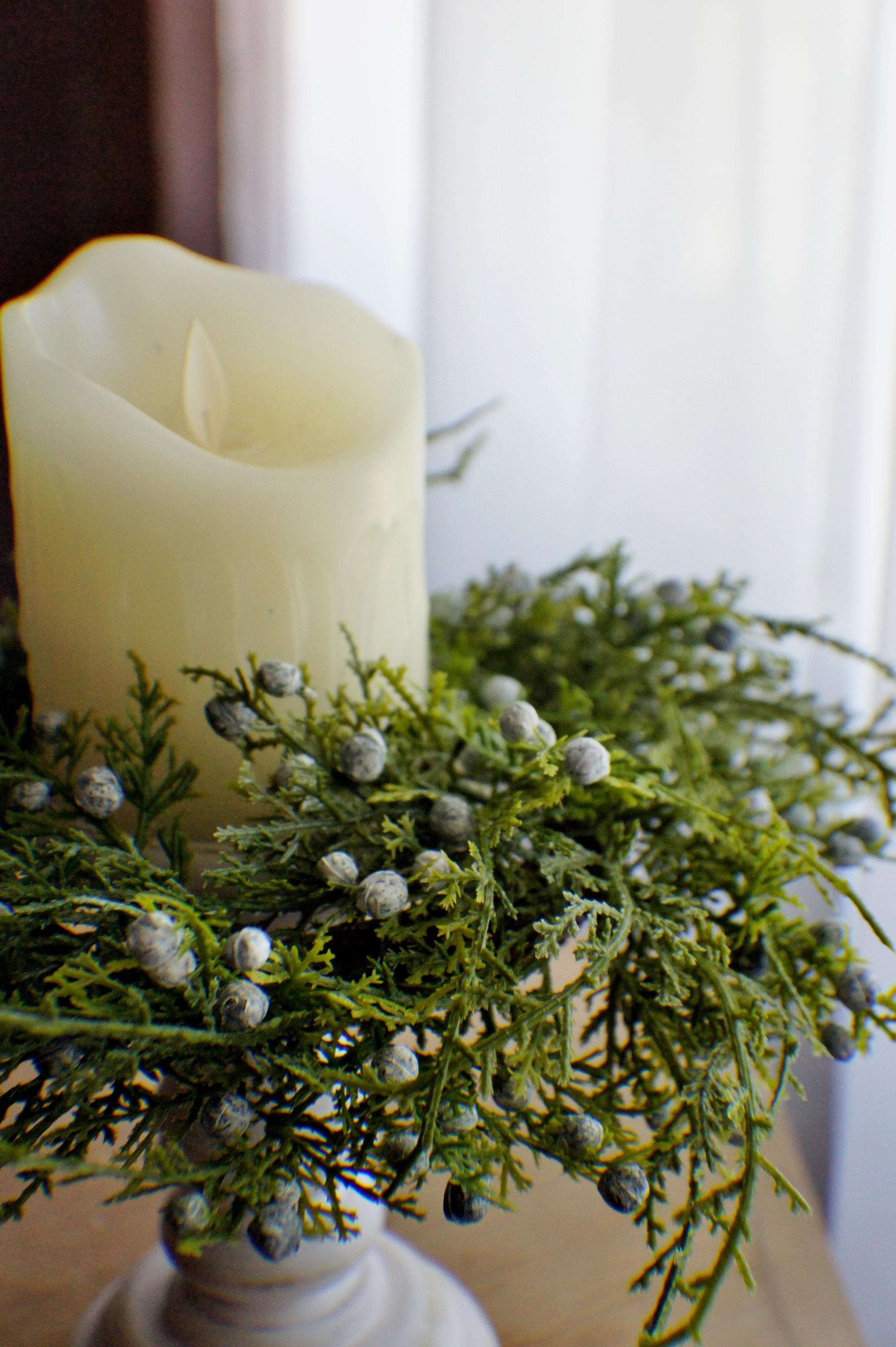 Greenery Farmhouse Candle Ring, Farmhouse Everyday Decoration, Juniper ...