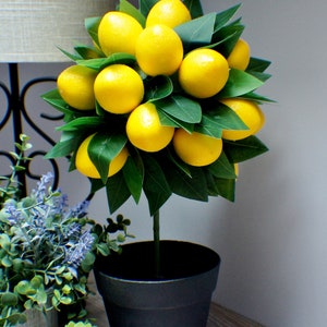 Lemon Tree Topiary, Farmhouse Arrangement, Lemon Tree and Greenery ...