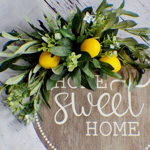 Farmhouse Wreath, Farmhouse Sign, Lemon and Olive Branches Sign, Front ...