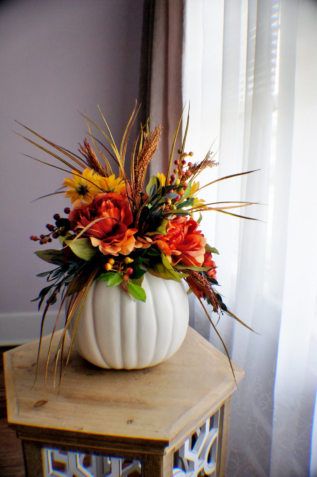 Fall Autumn, Silk Flower Arrangement, Pumpkin Arrangement, Fall Floral ...