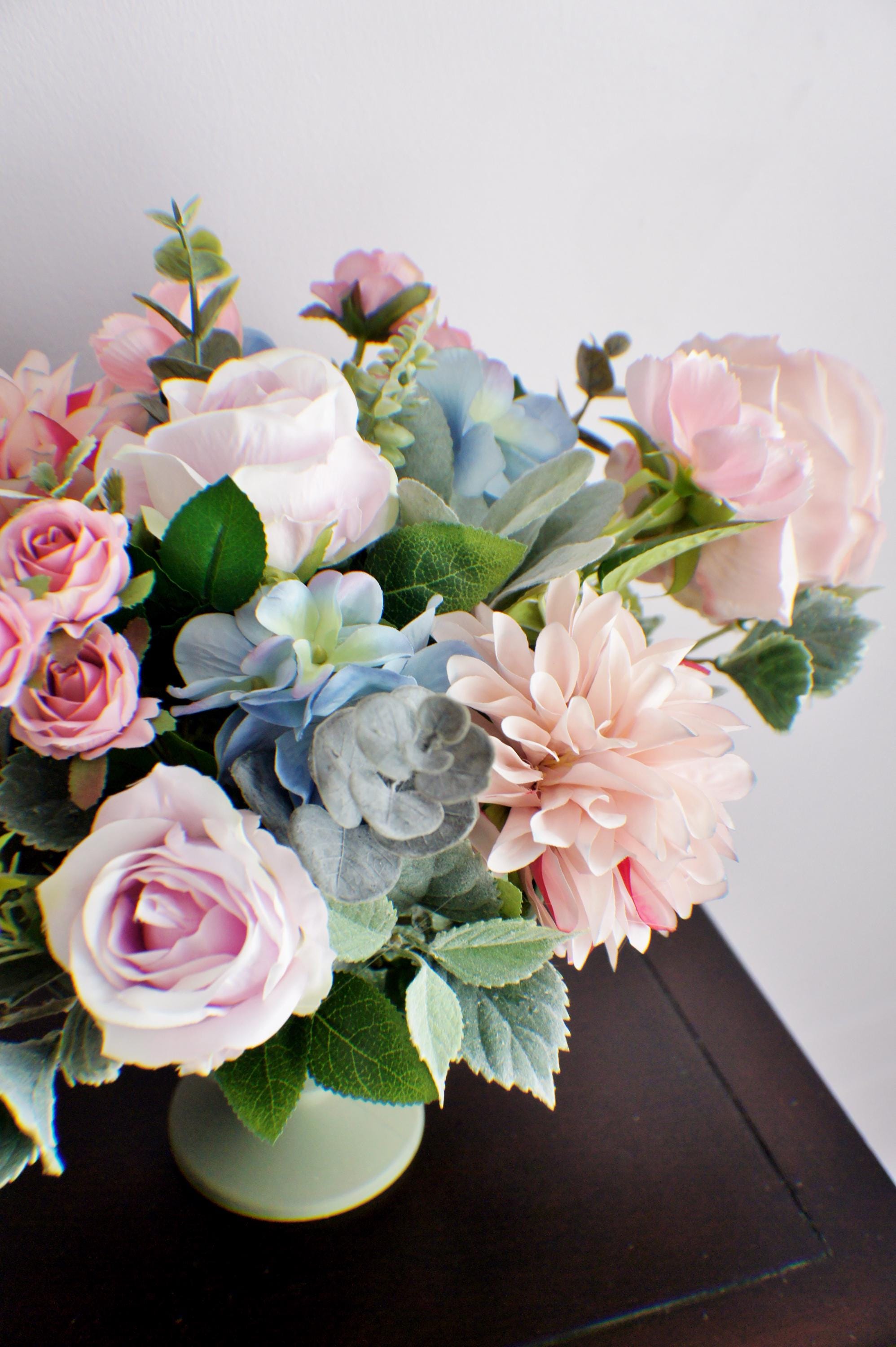 Farmhouse Ranunculus & Lavender Arrangement: White Ceramic Vase - Etsy