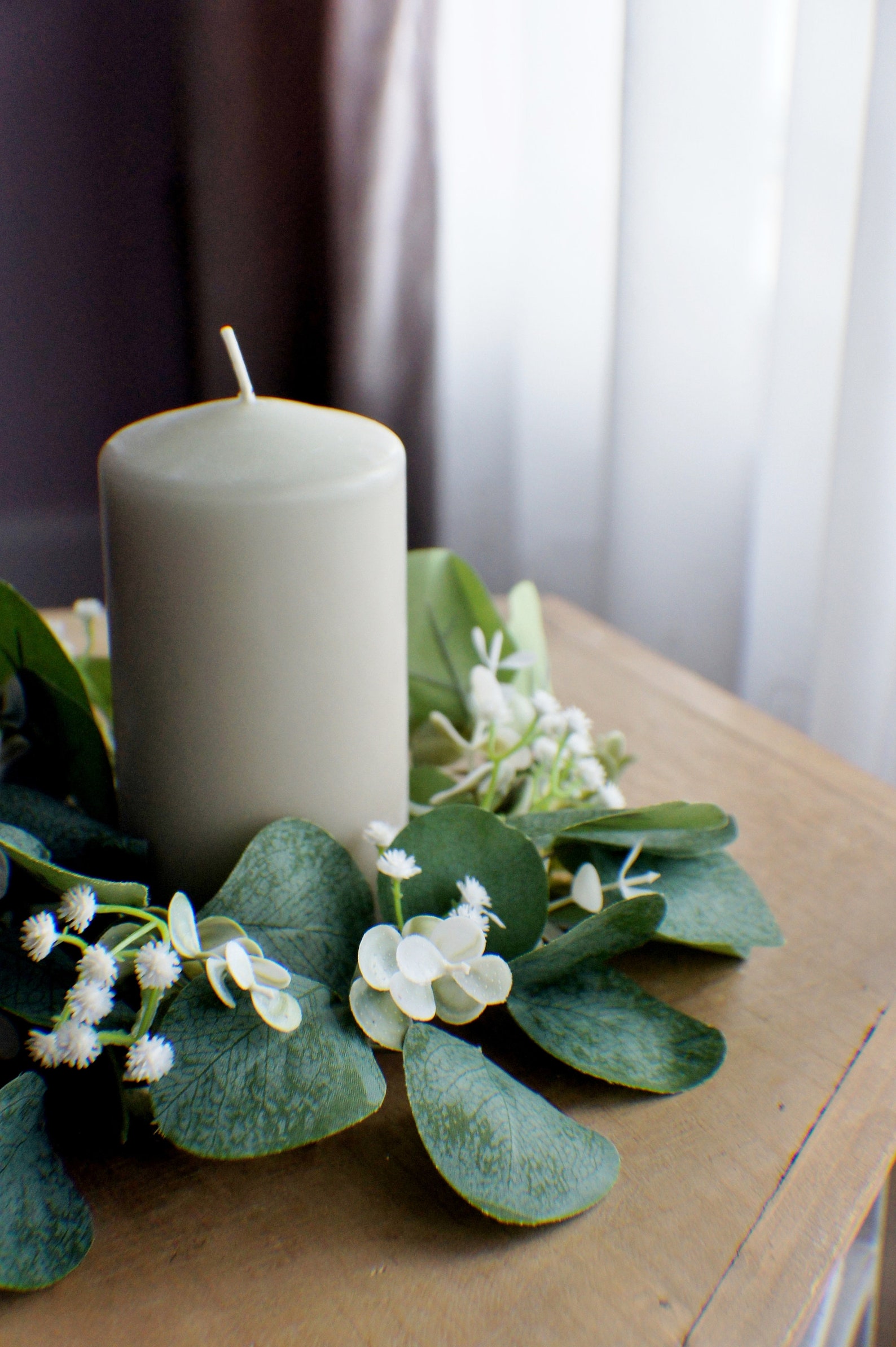 Eucalyptus Farmhouse Candle Ring, Farmhouse Everyday Decoration Small ...