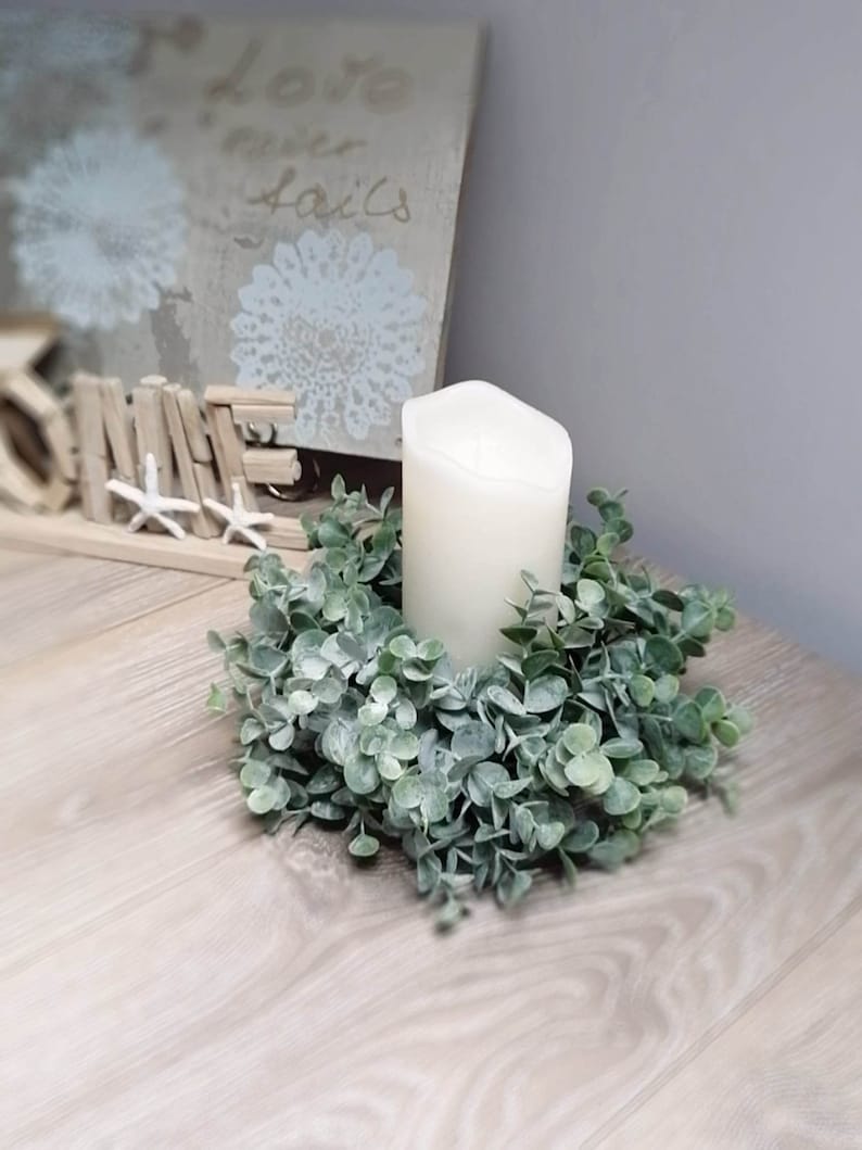 Greenery Farmhouse Candle Ring Farmhouse Everyday Decoration - Etsy