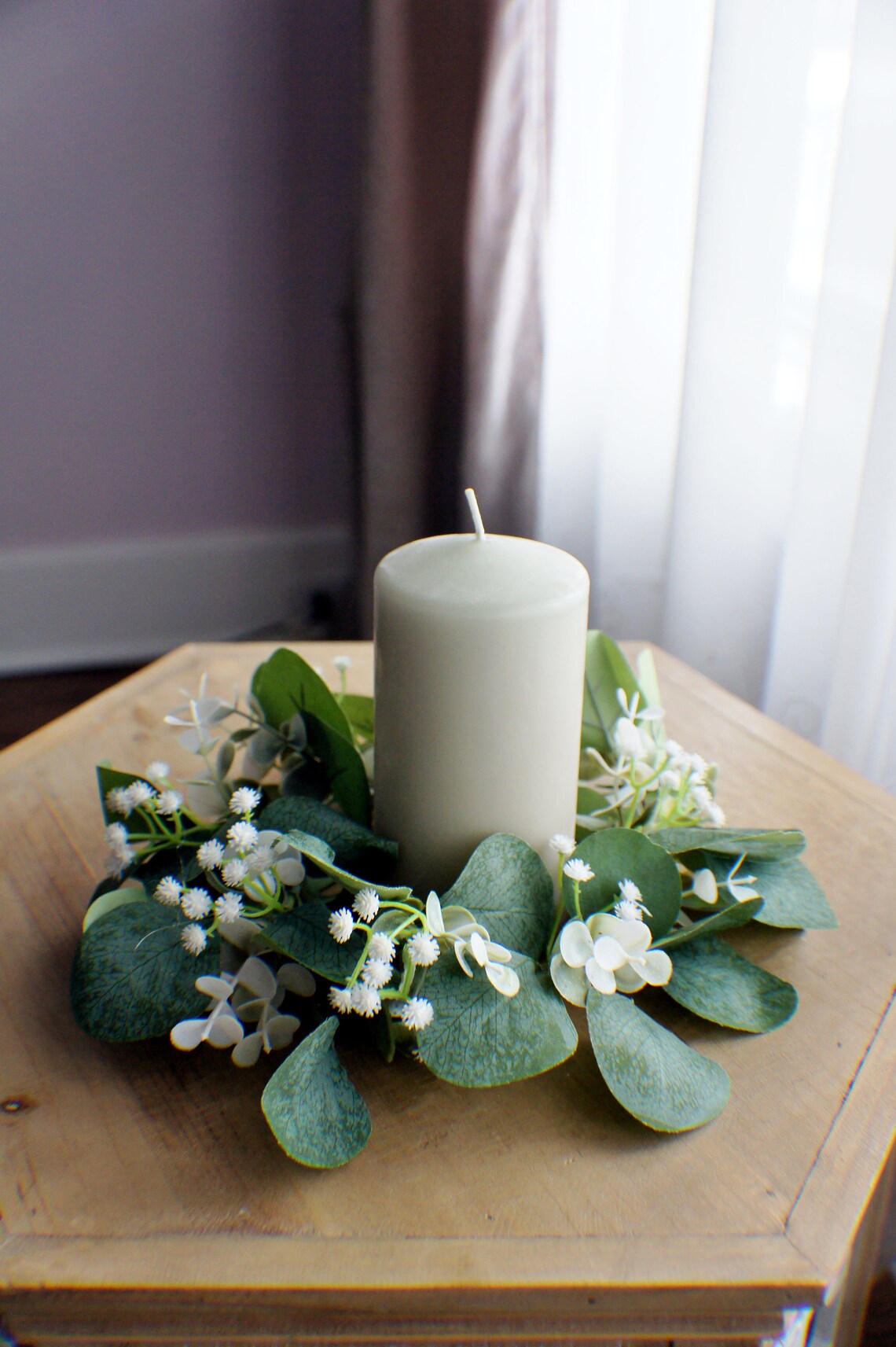 Eucalyptus Farmhouse Candle Ring, Farmhouse Everyday Decoration Small ...