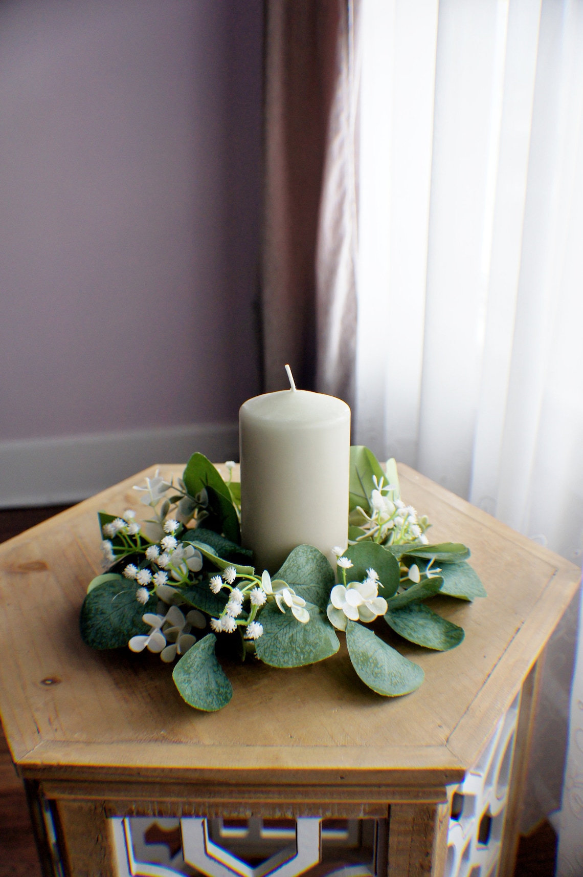 Eucalyptus Farmhouse Candle Ring, Farmhouse Everyday Decoration Small ...