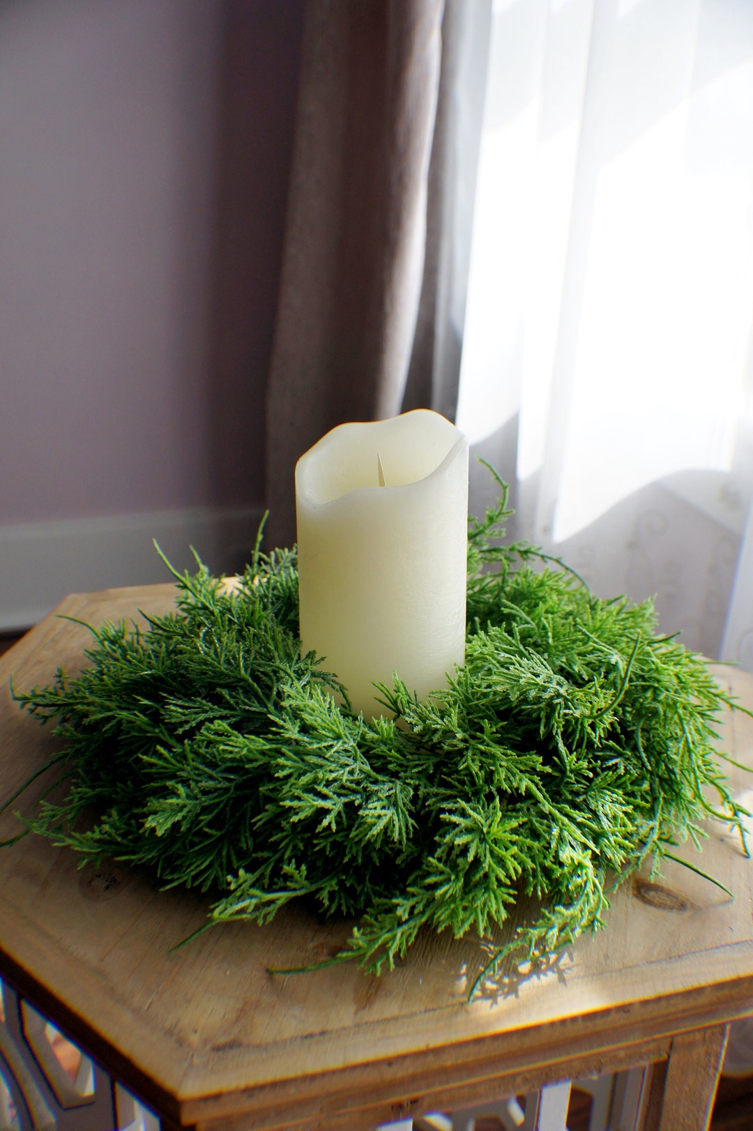 Greenery Farmhouse Candle Ring, Farmhouse Everyday Decoration, Small ...