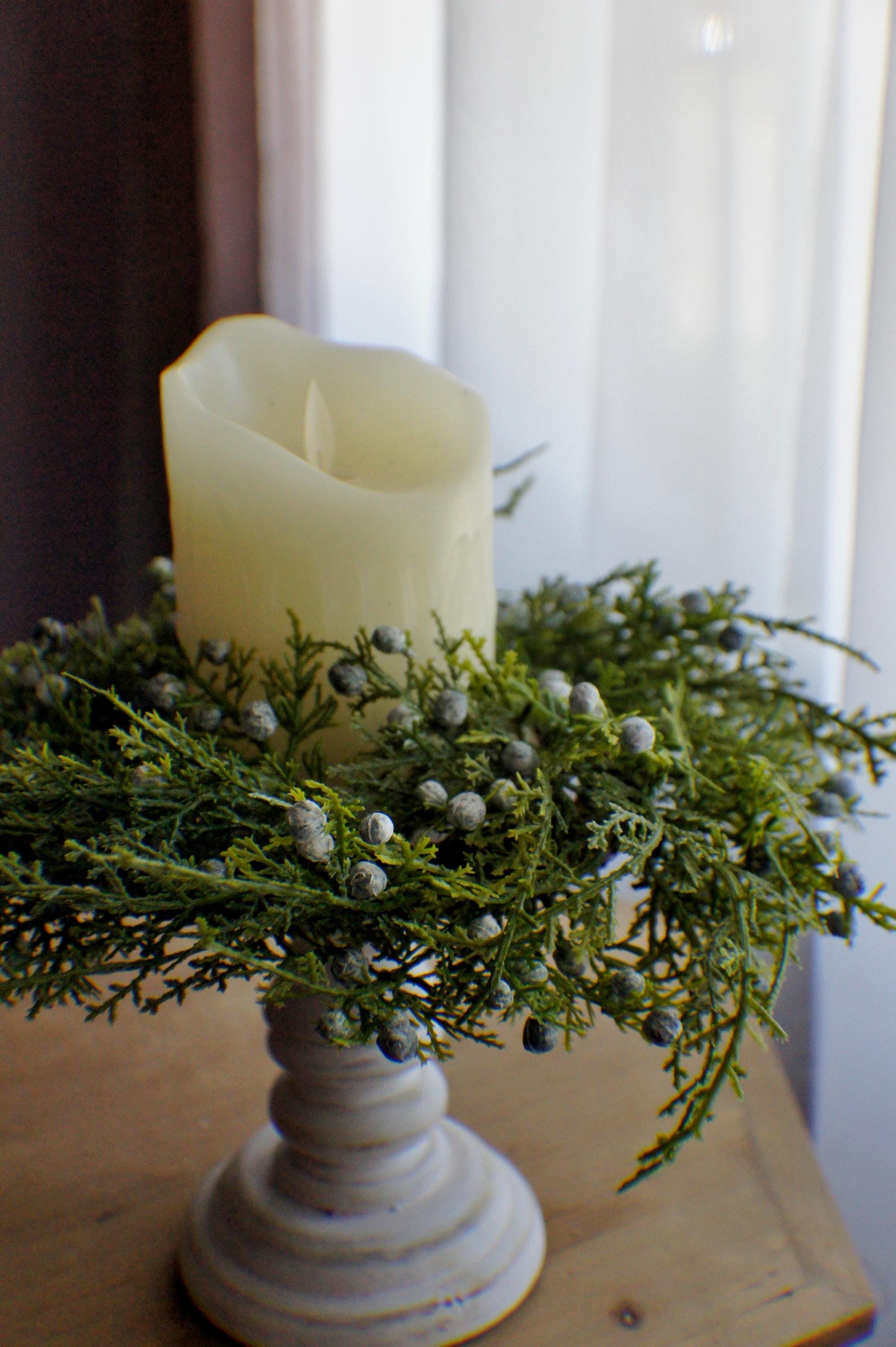 Greenery Farmhouse Candle Ring, Farmhouse Everyday Decoration, Juniper ...