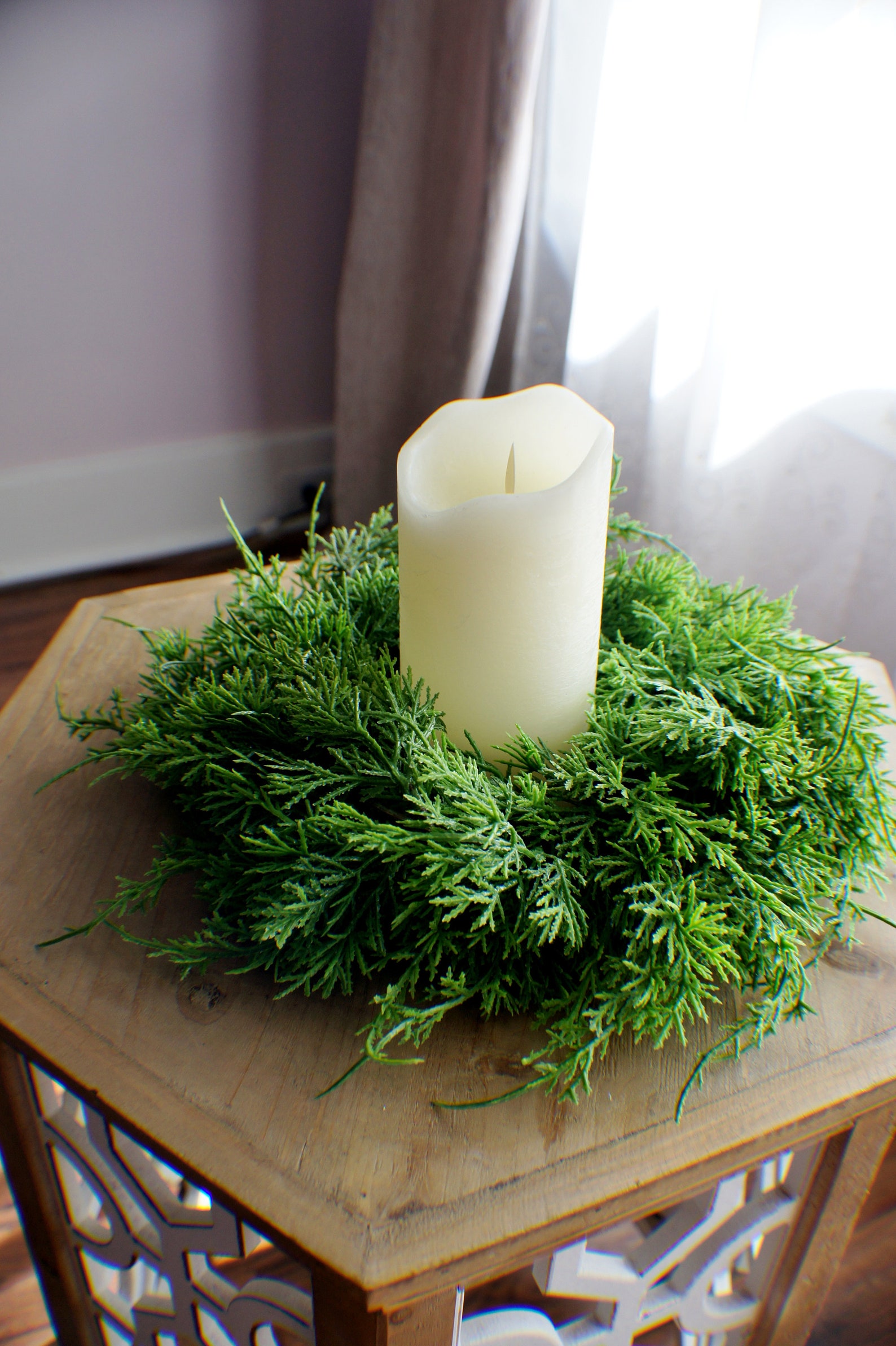 Greenery Farmhouse Candle Ring, Farmhouse Everyday Decoration, Small ...