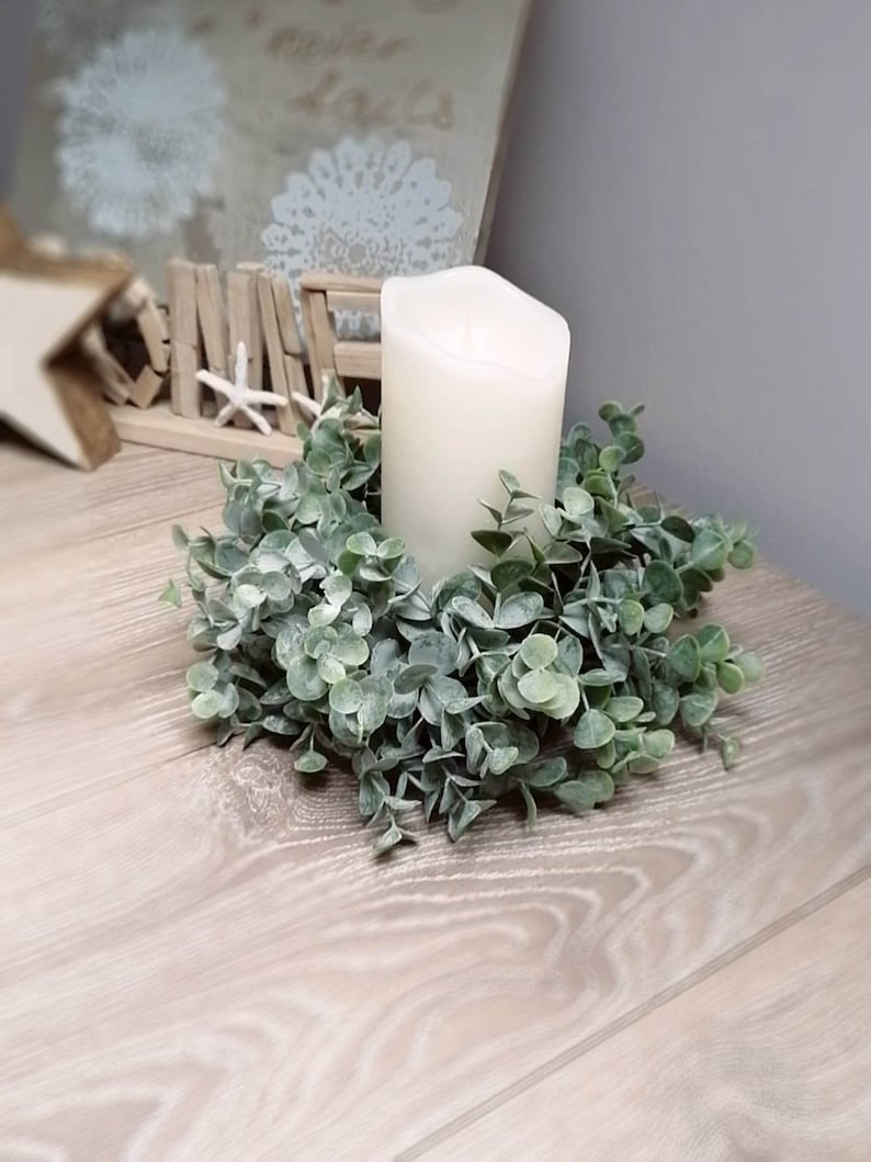 Greenery Farmhouse Candle Ring Farmhouse Everyday Decoration - Etsy