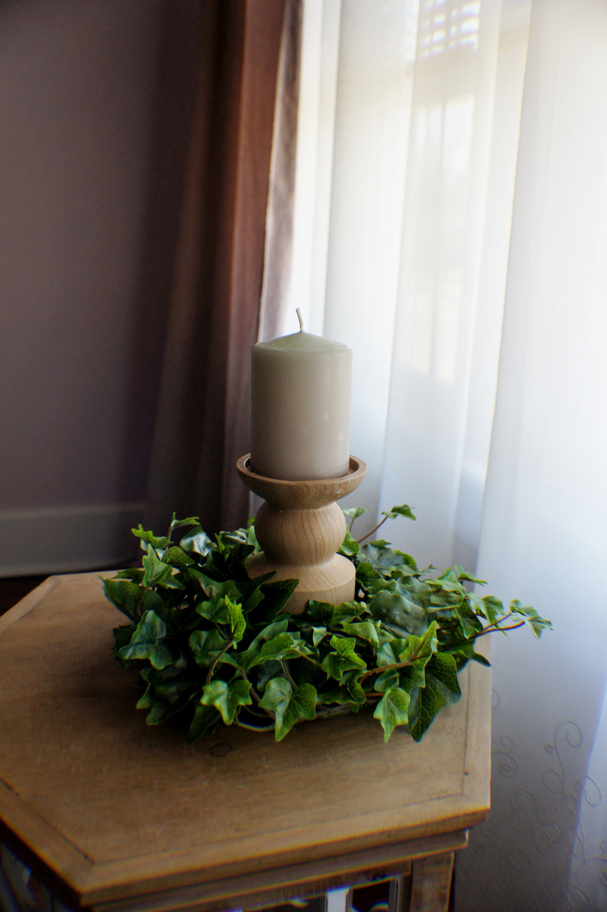 Ivy Farmhouse Candle Ring, Farmhouse Everyday Decoration Small Wreath ...