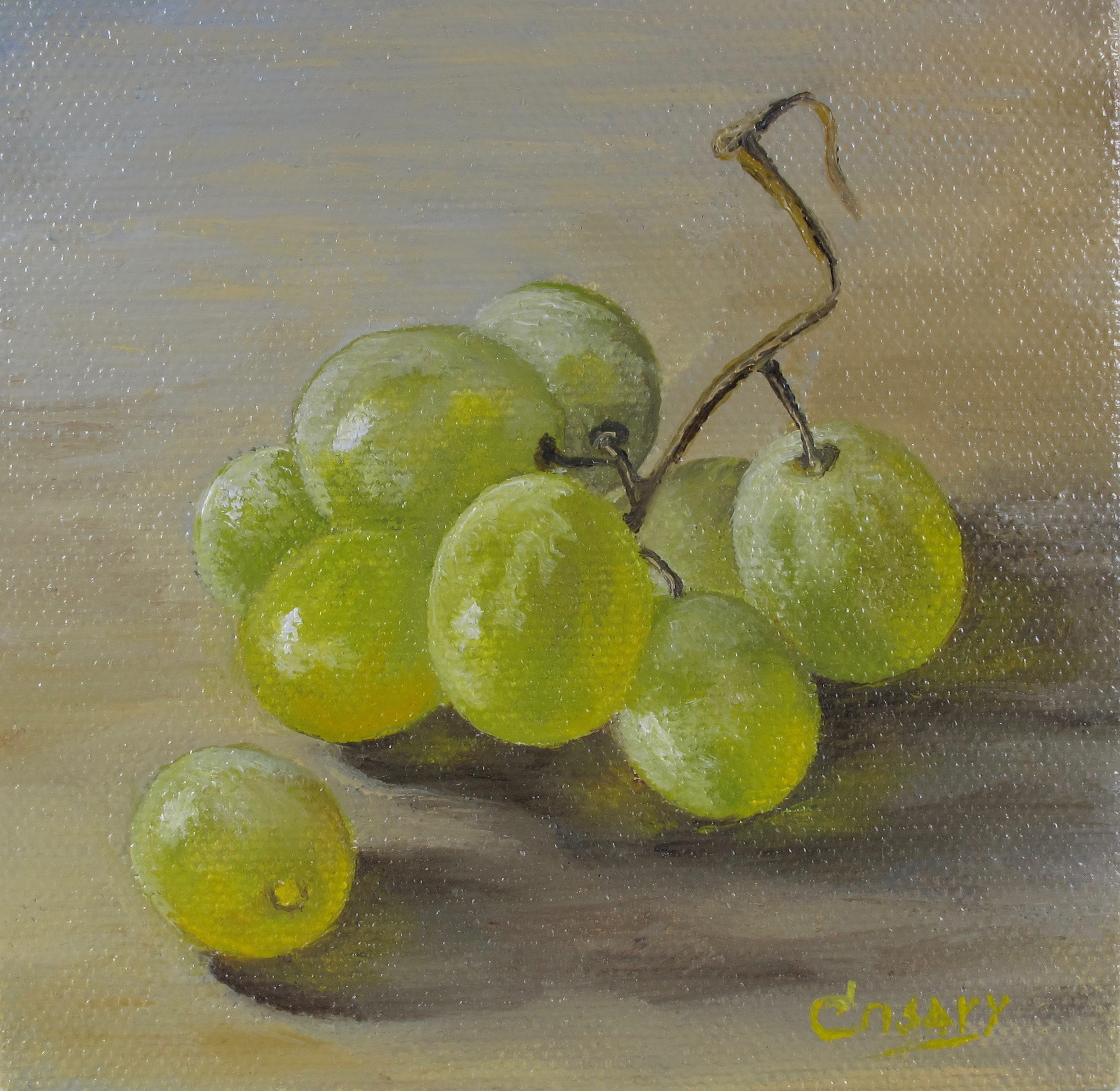 White Grapes, Green Grapes, Square Oil Painting, Original Oil Painting ...