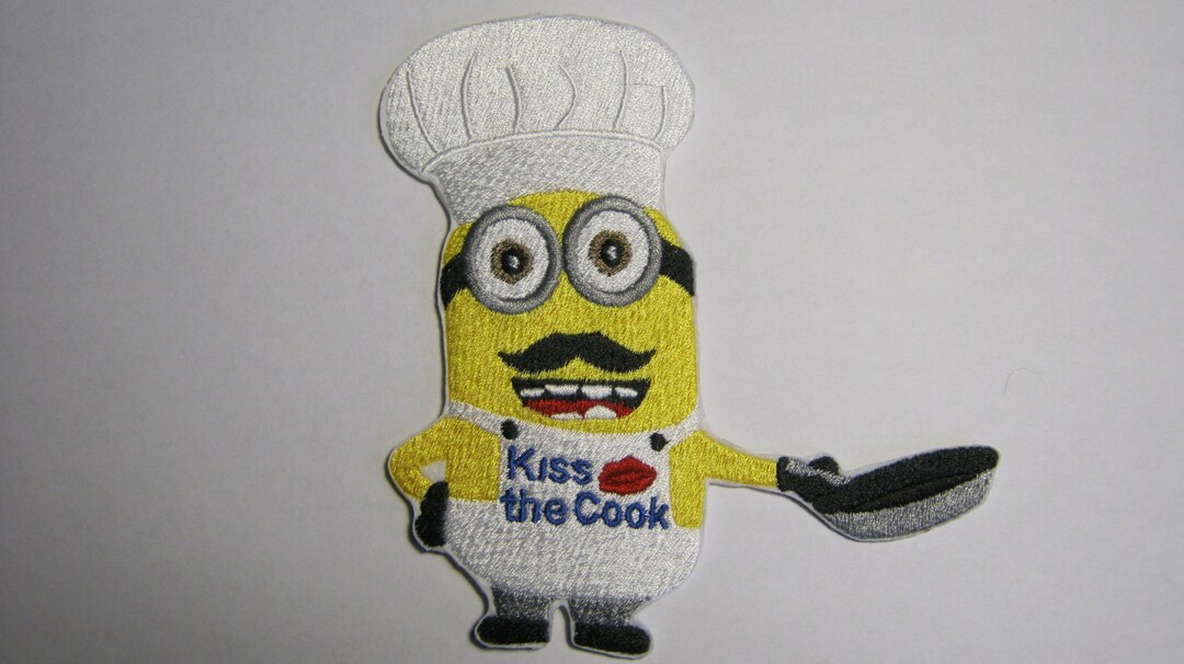 Chef Yellow Cartoon Character Embroidered Patch, Kiss the Cook, Gift ...