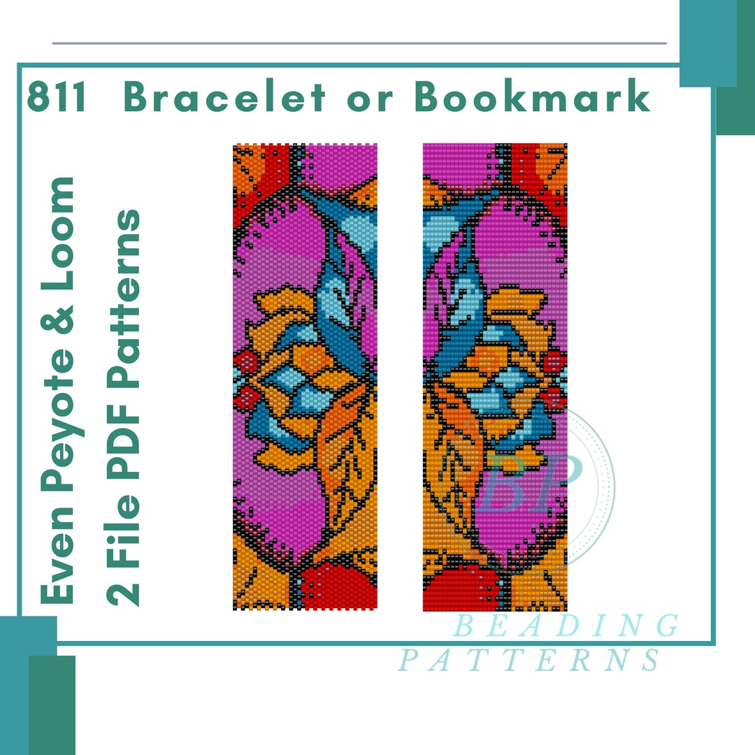 Flower Pattern Even Peyote and Loom Stitch, Bookmarks Patterns or ...
