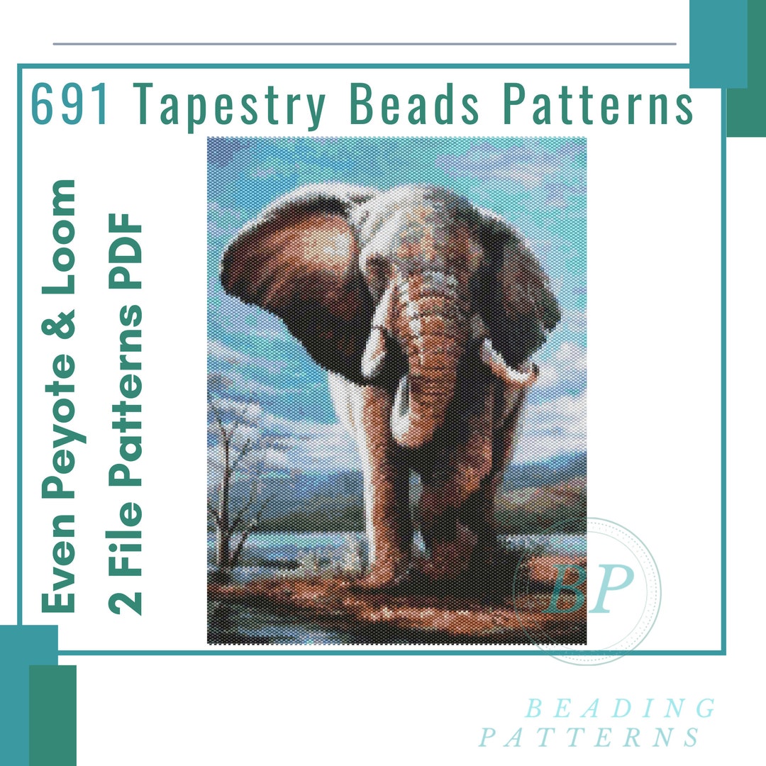 Elephant Bead Patterns Tapestry Banner Even Peyote and Loom Stitch ...