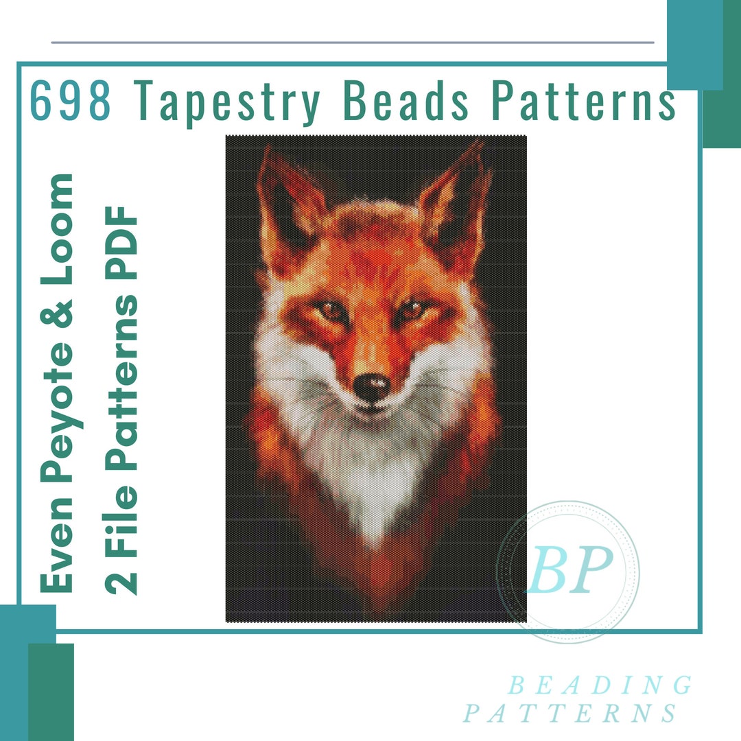 Fox Bead Patterns Tapestry Banner Even Peyote and Loom Stitch, Miyuki ...