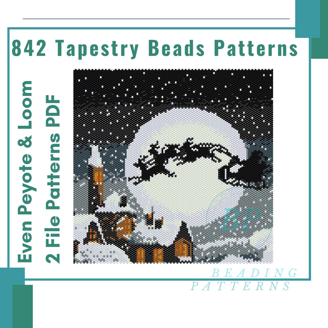 Santa Tapestry Even Peyote Loom Patterns, Christmas Peyote Pattern Loom ...