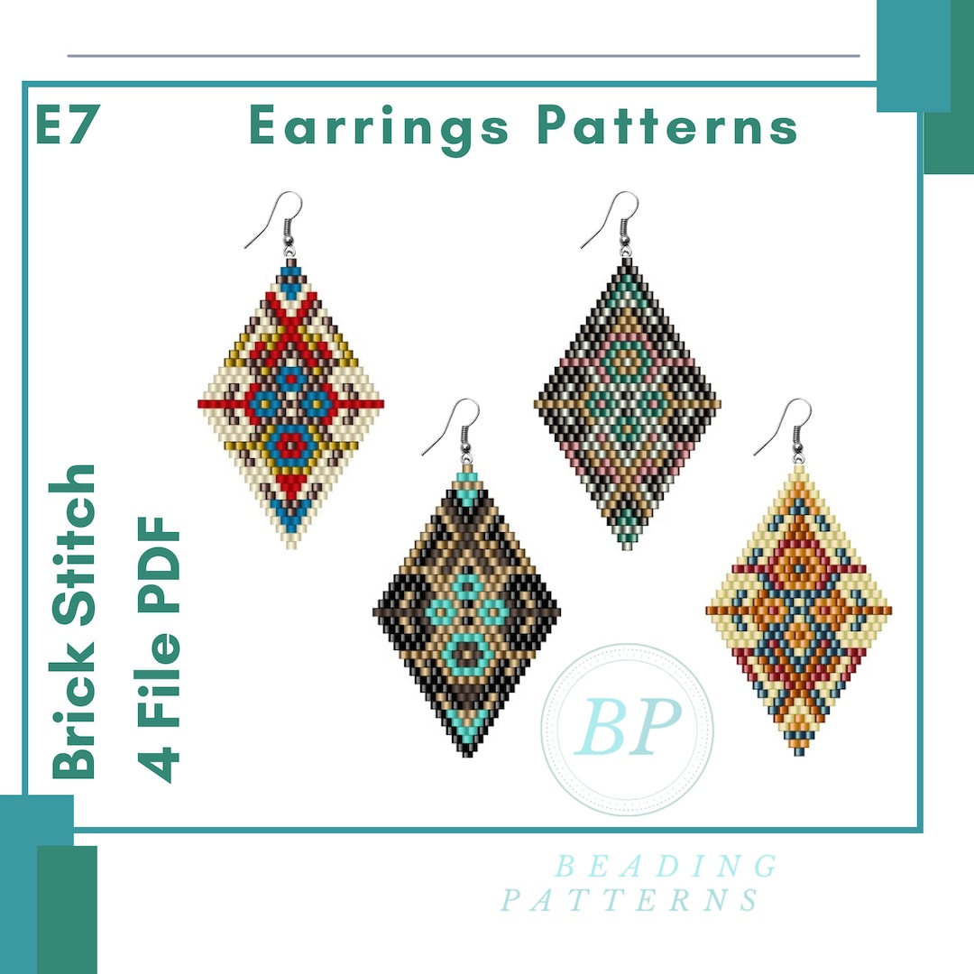 Brick Stitch Earrings Pattern Tutorial Earrings Beading - Etsy