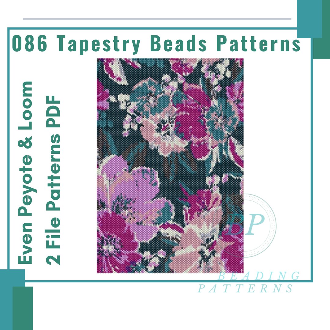 Flower Tapestry Even Peyote and Loom Stitch, Beaded Patterns Miyuki ...