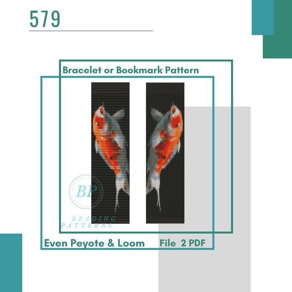 Fish Koi Patterns Beads Even Peyote and Loom Bracelet or - Etsy
