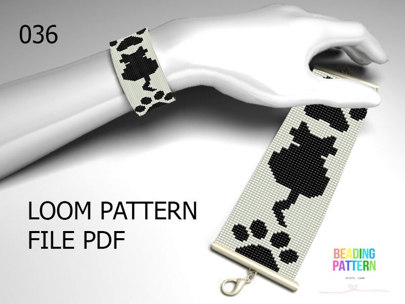 036 Cat Paws Loom Bead Patterns Pattern Bracelet Loomed - Etsy