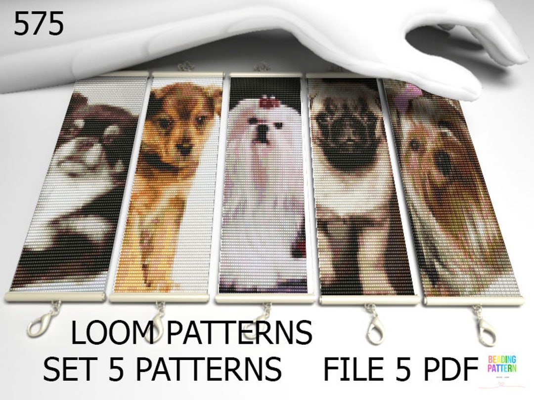Dog Loom Pattern Beads Bracelet or Bookmarks, Woven Bead Miyuki Delicas ...