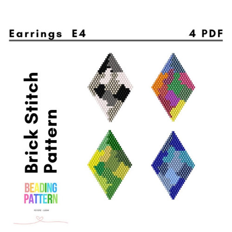 Brick Stitch Earrings Pattern 4 pdf downolads file Tutorial | Etsy