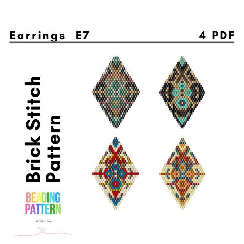 Brick Stitch Earrings Pattern Tutorial Earrings Beading | Etsy
