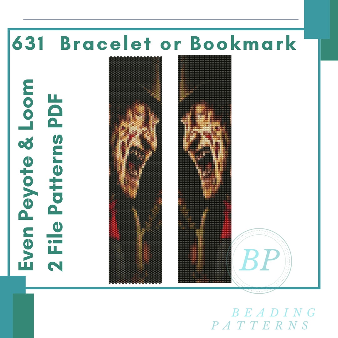Freddy Krueger Even Peyote and Loom, Patterns Bracelet or Bookmarks ...