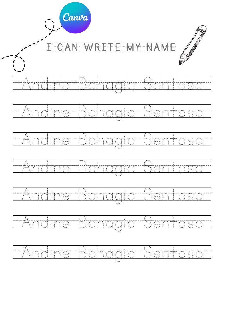 Tracing First and Last Name Worksheet | Name Tracing Practice | My Name ...