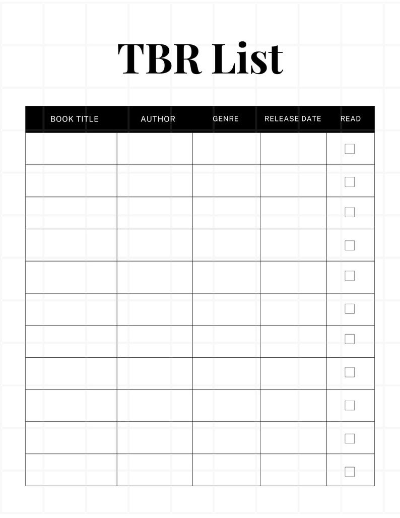 Printable TBR List | Simple Book Tracker PDF | to Be Read Log | Reading ...