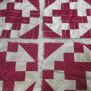 16 Pristine Antique Burgundy and Shirting Double Cross Quilt Blocks 12 ...