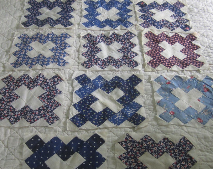 11 Beautiful Antique Multicolored Washington Square Quilt Blocks 9.5 ...