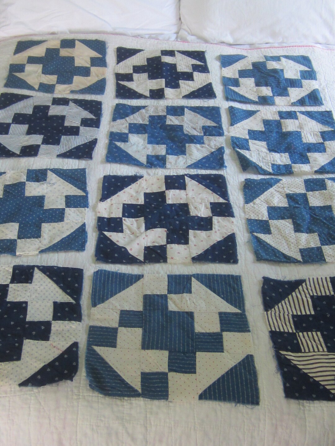 12 Pristine Antique Indigo and White Double Cross Quilt Blocks 12 - Etsy