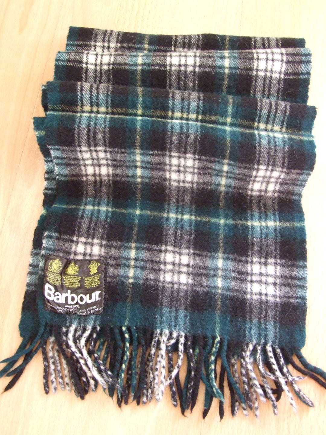 Vintage Luxury BARBOUR Designer Lambswool Winter Soft Scarf Schal Made ...